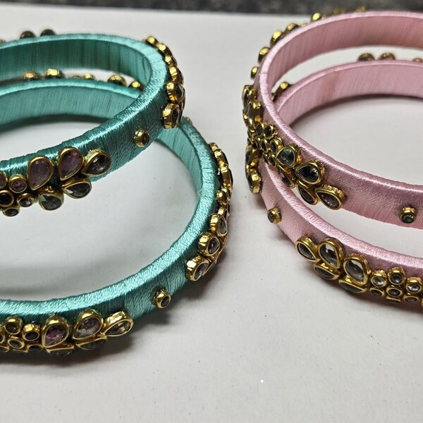 Silk Thread Bangles/baby Bangles/kids Bangles/maggam Work Bangles/pearl ...