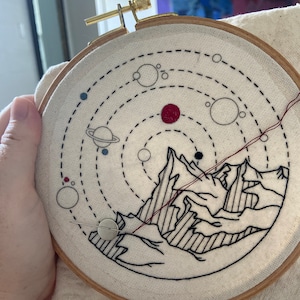 UFO Solar System Embroidery Pattern Mountains Digital Guide - Etsy