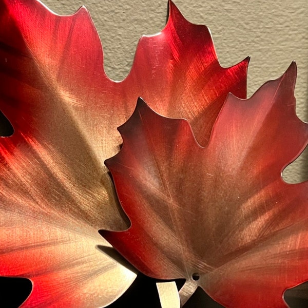 Maple Leaf Metal Wall Hanging, Metal Leaf Art, Autumn Wall Accent, Fall ...