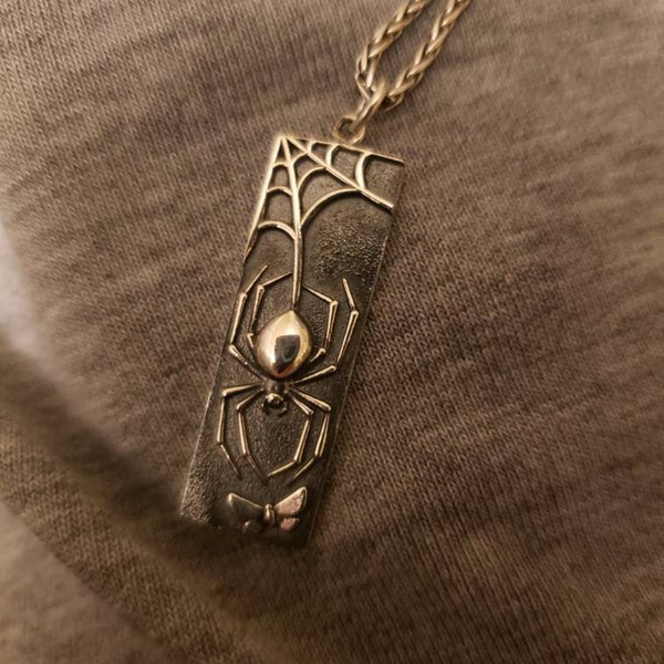 Spider Charm, Realistic Spider Charm, Sterling Silver Spider Pendant on ...