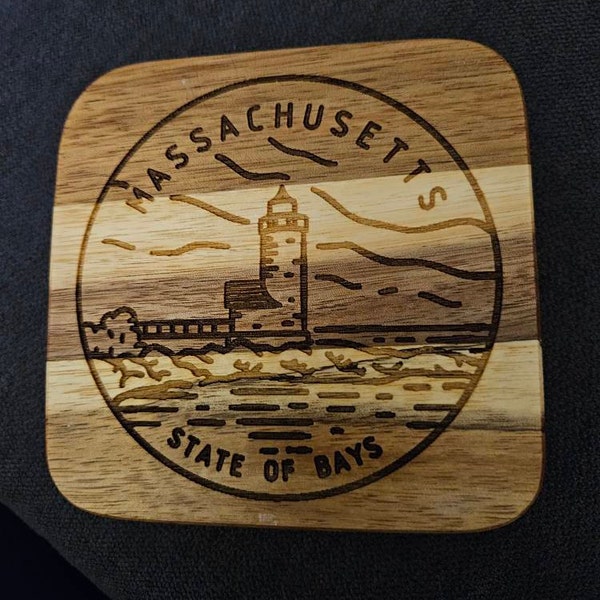 State Engraved Wood Coasters, Personalized Coaster Set, Laser Engraved ...