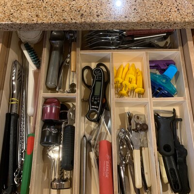 19 to 21 Inch Wide Drawer Insert, Custom Drawer Organizer, Wood Drawer ...