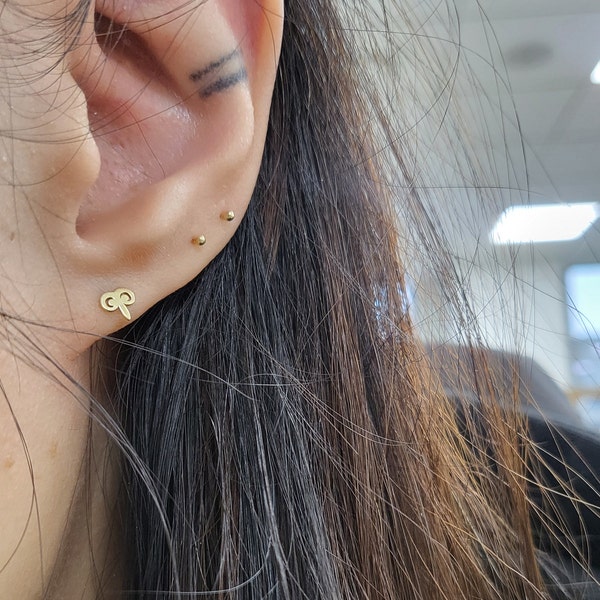 14K Solid Gold Threadless Zodiac Sign Tops/push-in Labret/12 ...