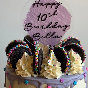 Circle Acrylic Cake Topper Personalised Cake Topper Birthday, Wedding ...