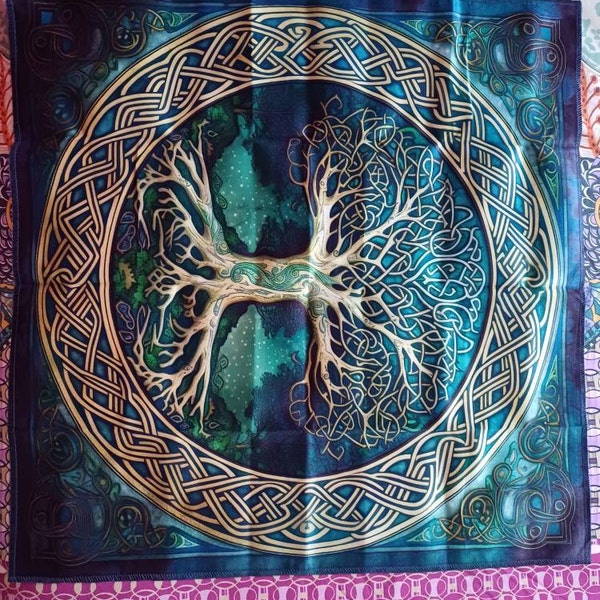 Altar Cloth Tree of Life | 24 Inches Plush Tablecloth | Mat for Tarot ...