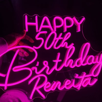 Neon Sign Happy Birthday Custom Neon Sign 50th Birthday Neon Sign Wall ...