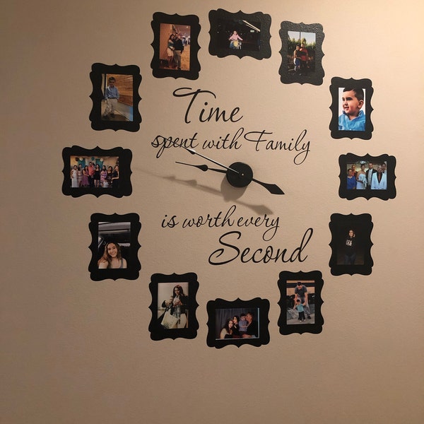 Time Spent With Family Clock Decal Large FAMILY PHOTO Wall Clock Decal ...