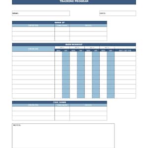 Printable Personal Training Program Sheet Templates - for Personal ...