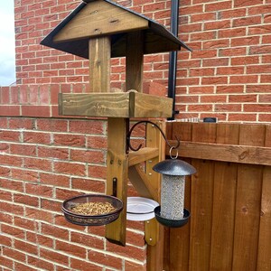 Wooden Ground Wild Garden Bird Table Feeder With Slate Roof Ready-made ...