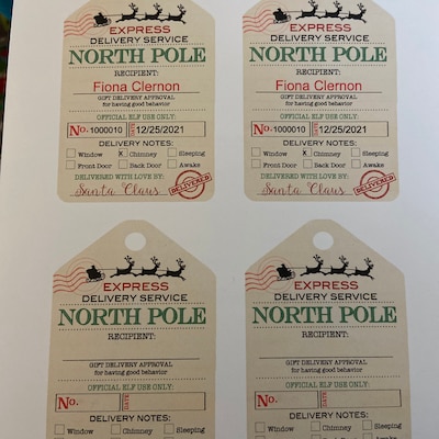 EDITABLE North Pole Delivery Tags, Santa Gift Tags, Santa's Nice List ...