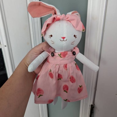 Stuffed Animal Doll, Handmade Bunny Doll, Linen Soft Fabric Doll ...