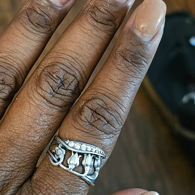 Black Snake Ring, Solid Silver Snake Jewelry, Ruthenium Plated Ring ...