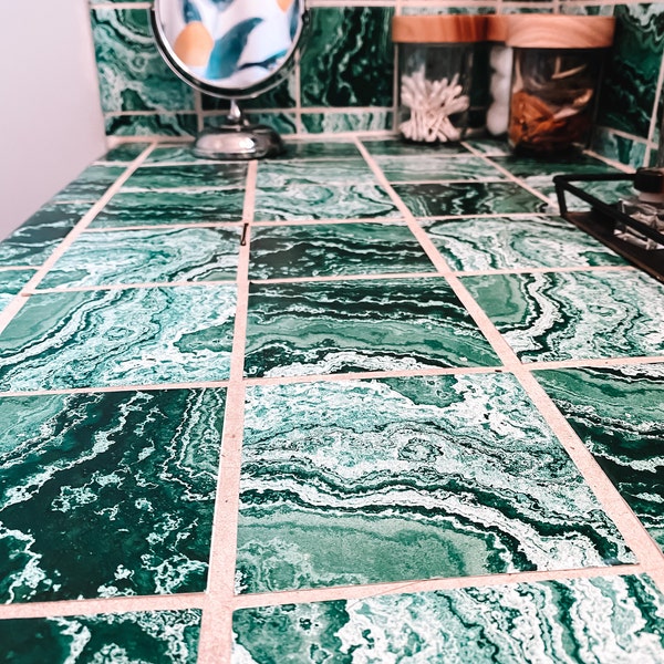 Green Onyx Tile Sticker, Green Stone Tile Sticker, Suitable for Wall ...