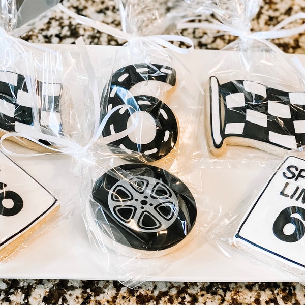 Racing Theme Cookie Favors, Car Theme Cookies for Birthday, Cute Race ...
