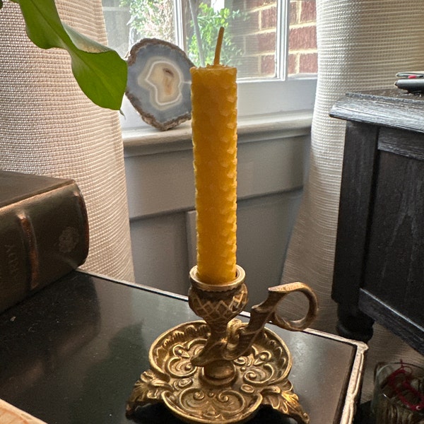 Vintage Brass Brutalist Candle Holder, Antique Candlestick, Unique ...