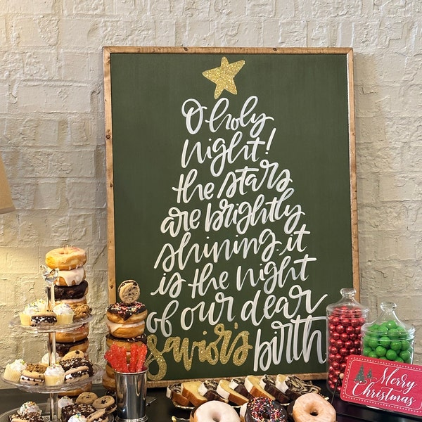 Large Christmas Sign, Christmas Mantle, Christmas Decor, O Holy Night ...