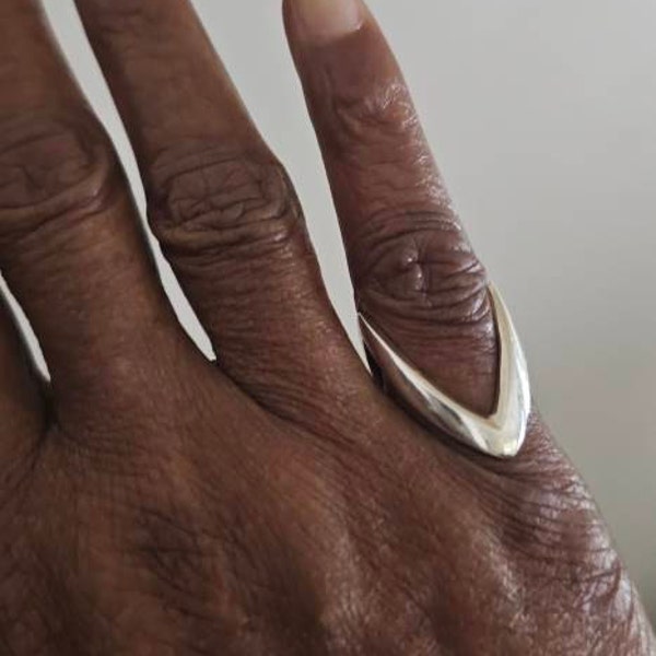 Long Contemporary Sterling Silver Ring, Large Statement Ring, Chunky ...