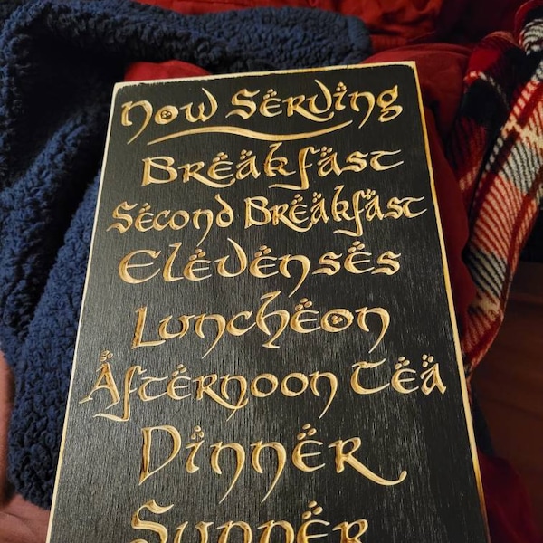 Hobbit Daily Meals Menu Second Breakfast Rustic Distressed Engraved ...