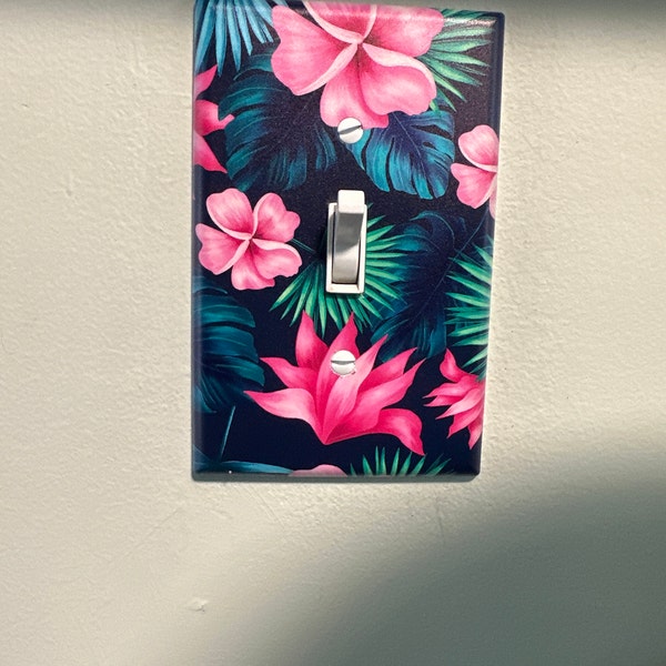 Blue Leaves Light Switch Plate, Light Switch Cover Plate, Switch Plate ...