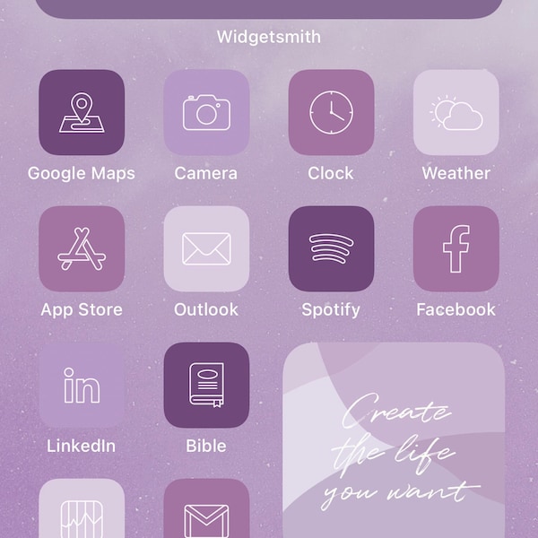 Lavender Ios App Icons Aesthetic | 4000 Neutral Purple iPhone App ...