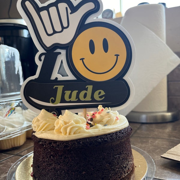 Two Cool Cake Topper Custom 2nd Birthday Cake Topper Smiley Face Cake ...