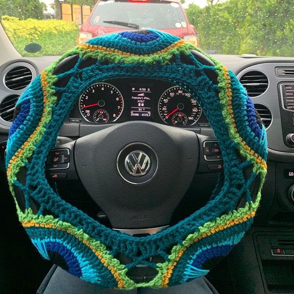 Peacock Feather Crochet Steering Wheel Cover - Etsy