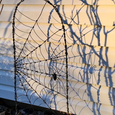 Spider Spinning A Web Barbed Wire Garden Trellis Made to Order - Etsy