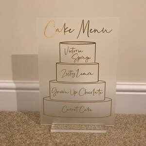 Cake Menu Sign Wedding Cake Sign Wedding Cake Flavour Sign - Etsy UK