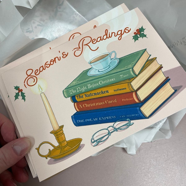 Bookish Christmas Card, Holiday Season’s Readings, Classic Christmas ...