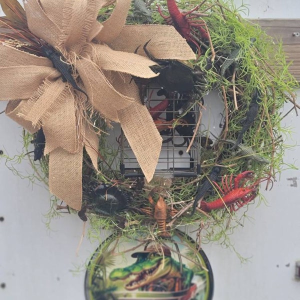 Alligator Welcome Wreath Sign, Cute Alligator Wreath Sign, Bayou ...
