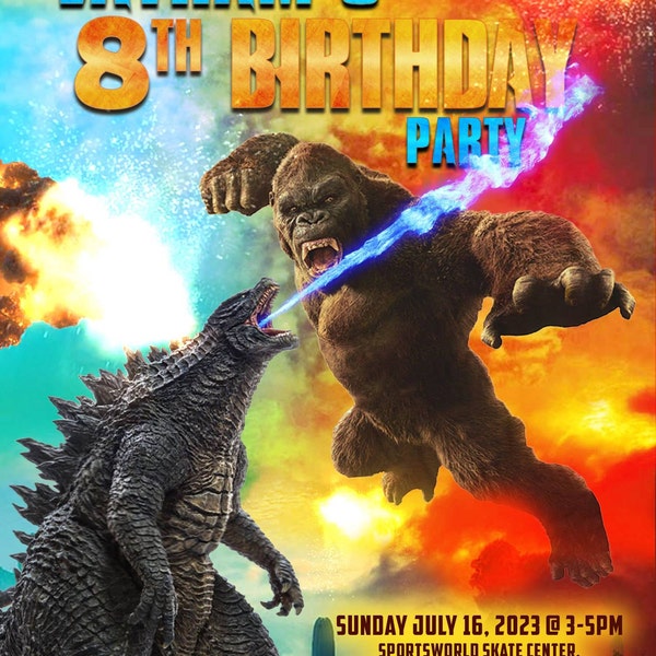 Alien Vs. Predator Birthday Invitation Card Design, for Kids, Digital ...