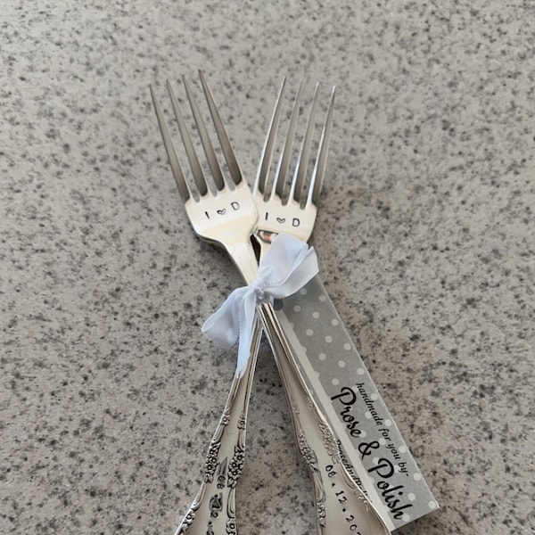 Personalized Wedding Forks - Hand Stamped With Initials & Dated Handles ...