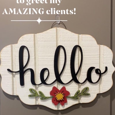 Hello Sign, Wood Door Hanger, Door Decoration, Front Door Sign, Front ...