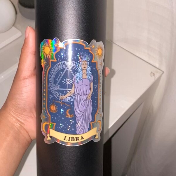 Libra Zodiac Holographic Sticker, Libra Zodiac Sticker, Waterproof ...
