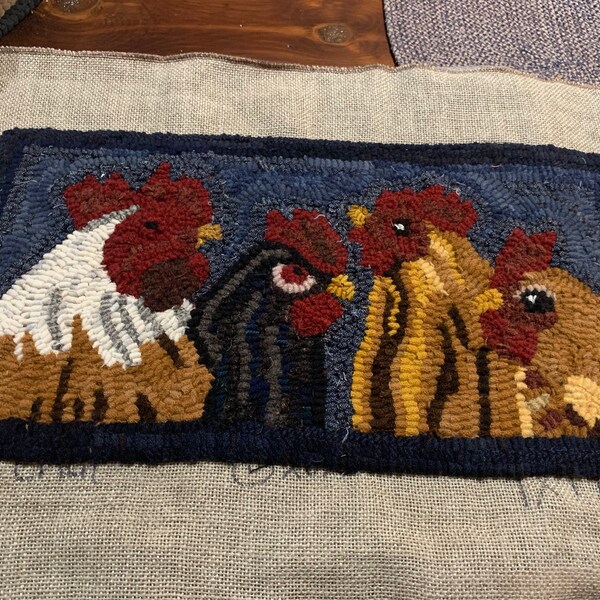 Rug Hooking Pattern - Chickens - Rooster- Primitive- - Etsy
