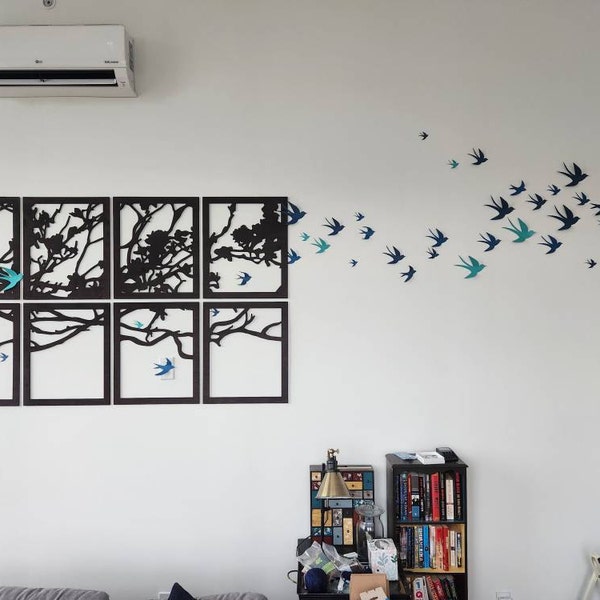 4 Panel Wood Wall Art, Wood Tree of Life Wall Decor, Wood Panel Wall ...