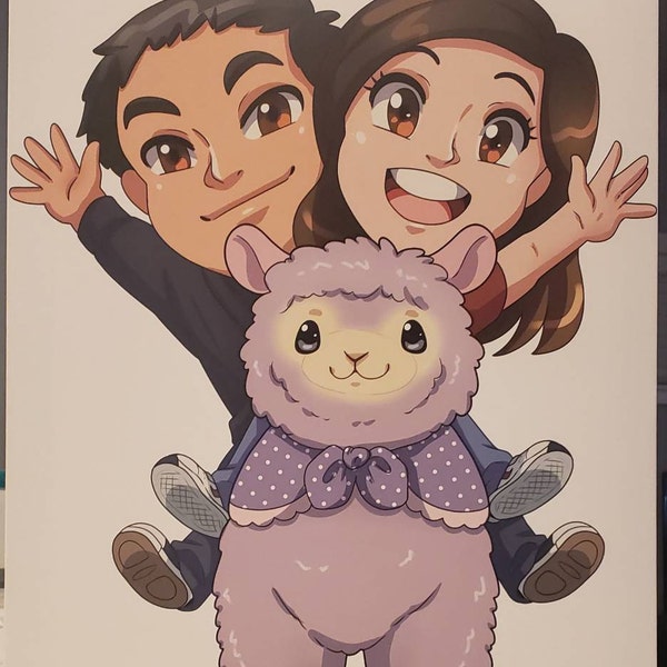 CUSTOM Chibi Family Caricature Commission Customized Anime Art Portrait ...