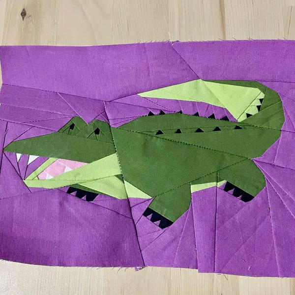 PDF Alligator Quilt Block Pattern - 10 Inch X 7 Inch Foundation Paper ...