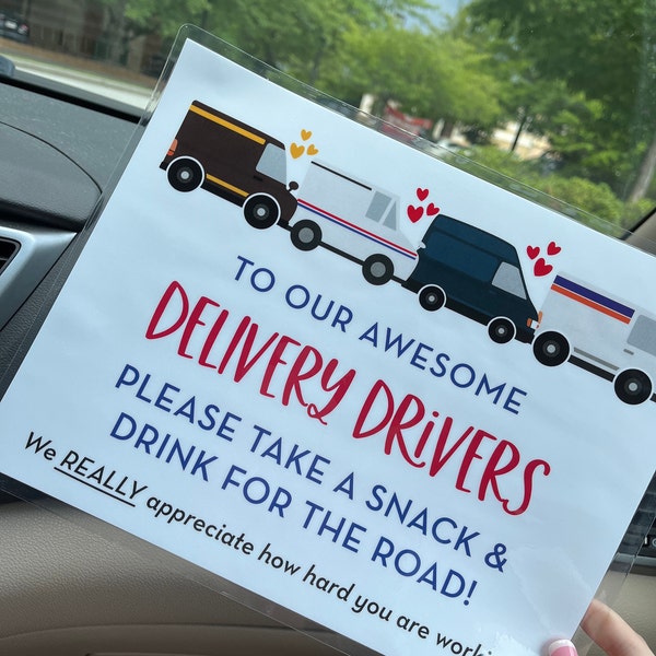Delivery Driver Snack & Drink Sign, Packages, Mail Carrier, Essential ...