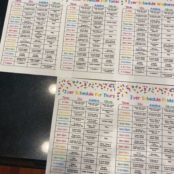 Family Schedule Editable Work From Home Schedule, Self Isolation ...