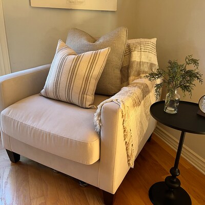 Vintage Grain Sack Style Tan Ticking Stripes, Country Rustic Farmhouse ...