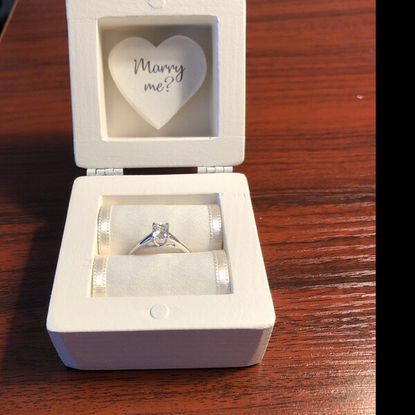 White Engagement Ring Box, Proposal Ring Box, White Ring Box, Custom ...