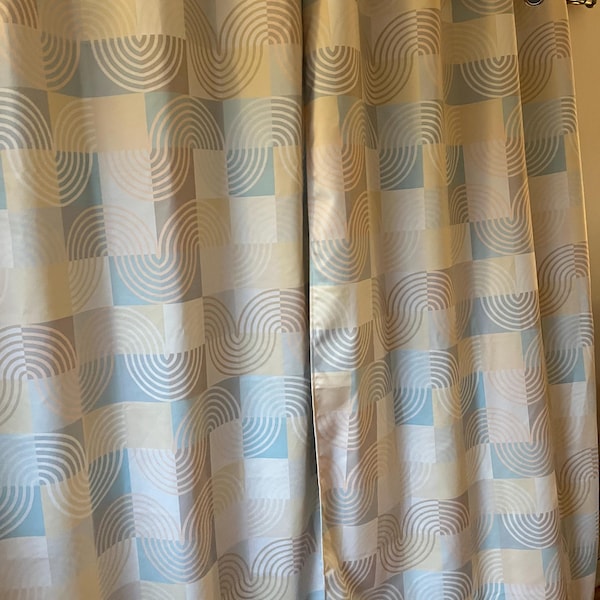 Retro 70s Curtains, Mcm Curtain Panels, Modern Art Deco Style Curtain ...