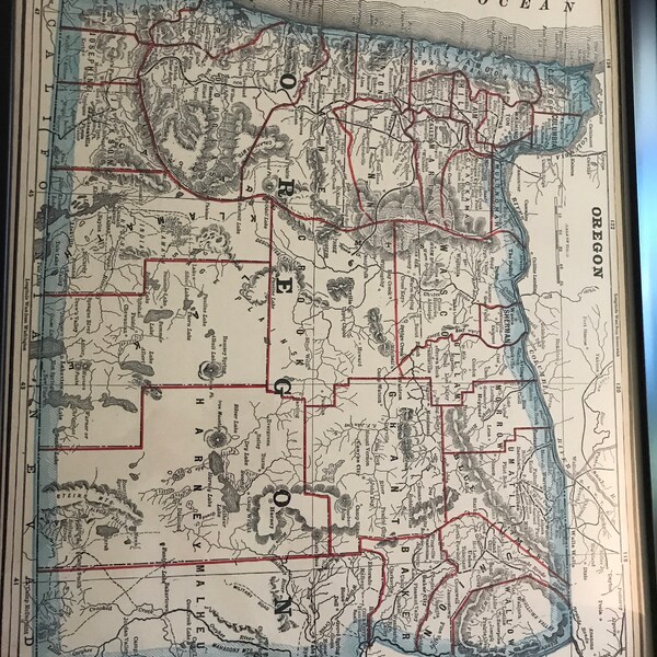 Historical Map of Oregon - Old Map Restored, Fine Print, Wall Map Print ...