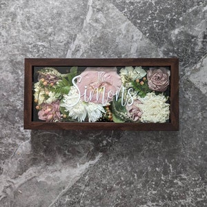 Wedding Flowers Shadow Box Name and Date - Etsy