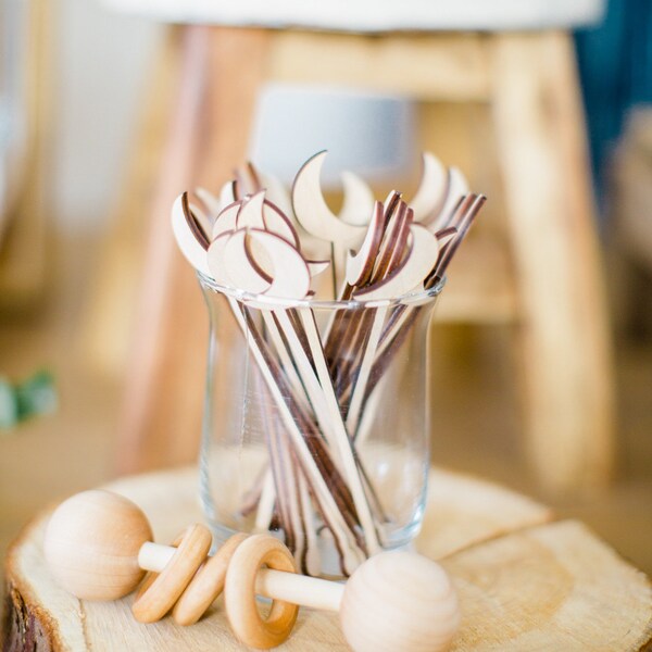 Crescent Moon Stir Stick/swizzle Stick - (20) Pack - Laser Cut Wood - Etsy