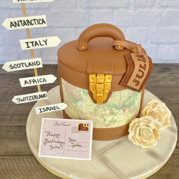 Vintage World Map Edible Cake Wrap or Pinwheel and Congrats Cake ...