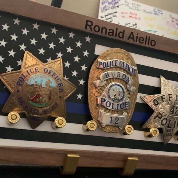 Police Flag Badge Display to Showcase on the Wall or Desk. Perfect Gift ...