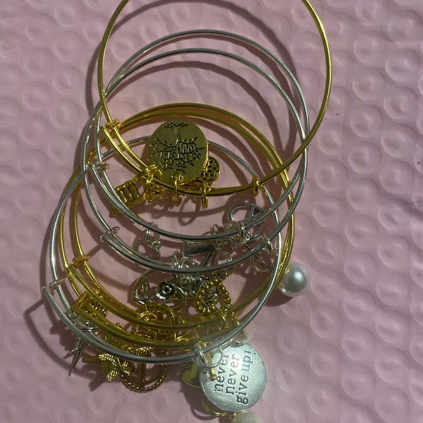 Silver Bangles With Charms, Silver Charms, Stackable Bangles,silver ...