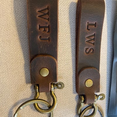 Personalized Leather Keychain. Custom Leather Keychain. Monogrammed ...